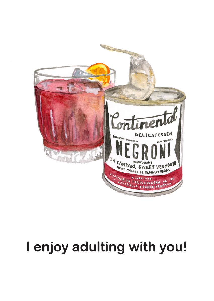 Negroni - ‘I enjoy adulting with you’ - Greeting Card – Big Bite Studios